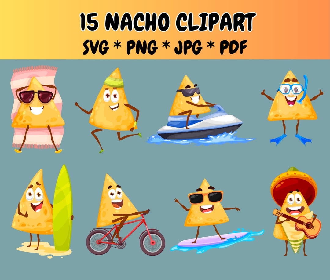 15 Nacho Clipart Bundle SVG PNG, Cute Nacho Clipart, Funny Nacho ...