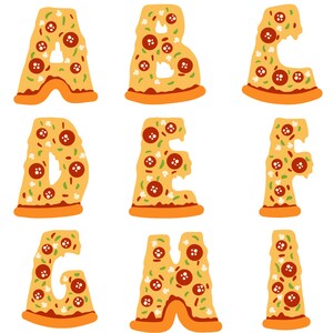 Pizza Font Clipart PNG SVG Bundle, Food Font Svg, Pizza Letters ...