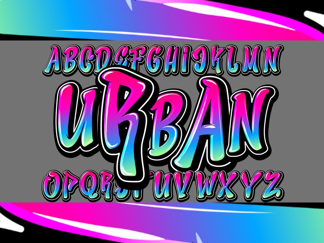 3D Graffiti Font Clipart PNG SVG Bundle, Urban Graffiti Font Svg, Retro ...