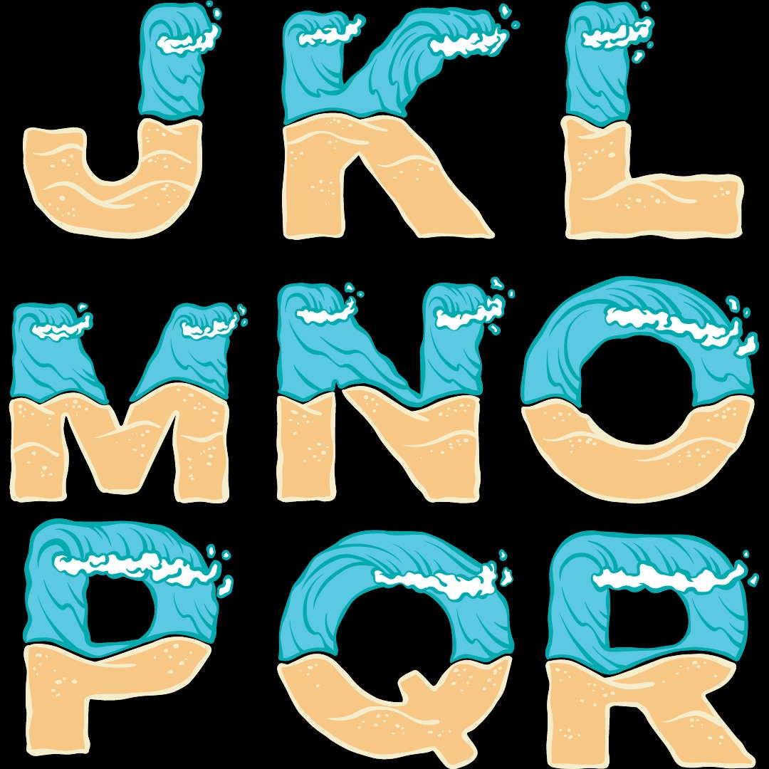 Beach Font Clipart PNG SVG Bundle, Water Font, Ocean Alphabet, Water ...