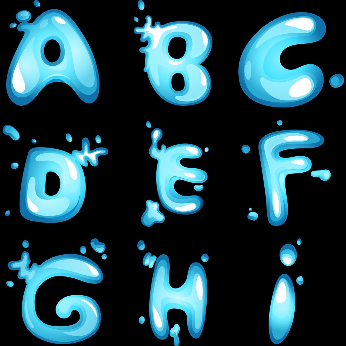 Water Letters Clipart PNG SVG Bundle, Water Font, Water Alphabet, Ocean ...