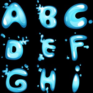 Water Letters Clipart PNG SVG Bundle, Water Font, Water Alphabet, Ocean ...