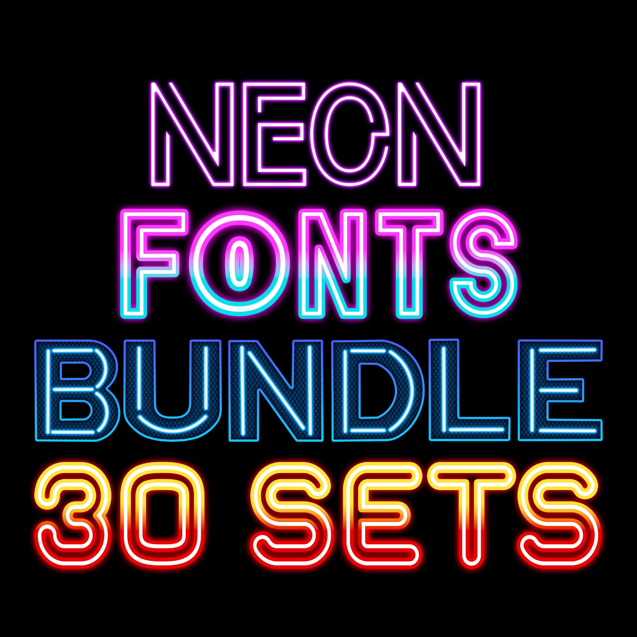 Neon Letters PNG SVG Clipart Bundle, Neon Alphabet, Neon Font Svg, Neon ...