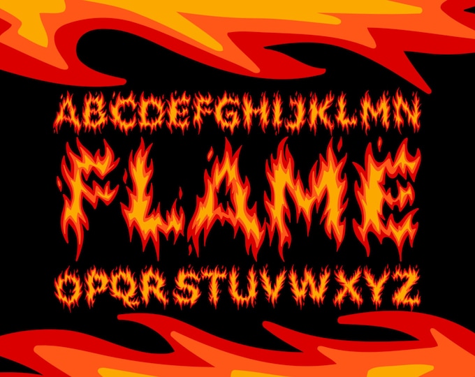 Fire Font Clipart: Flame Alphabet PNG SVG Bundle - Etsy