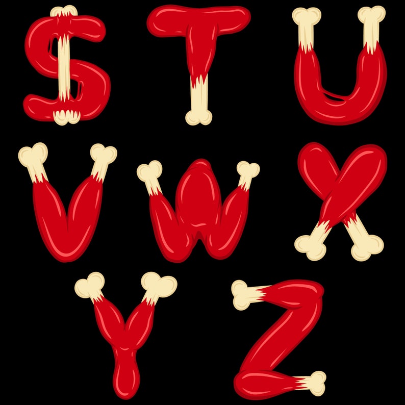 3D Meat Font Clipart PNG SVG Bundle, Food Letters, Beef Alphabet, Pork ...