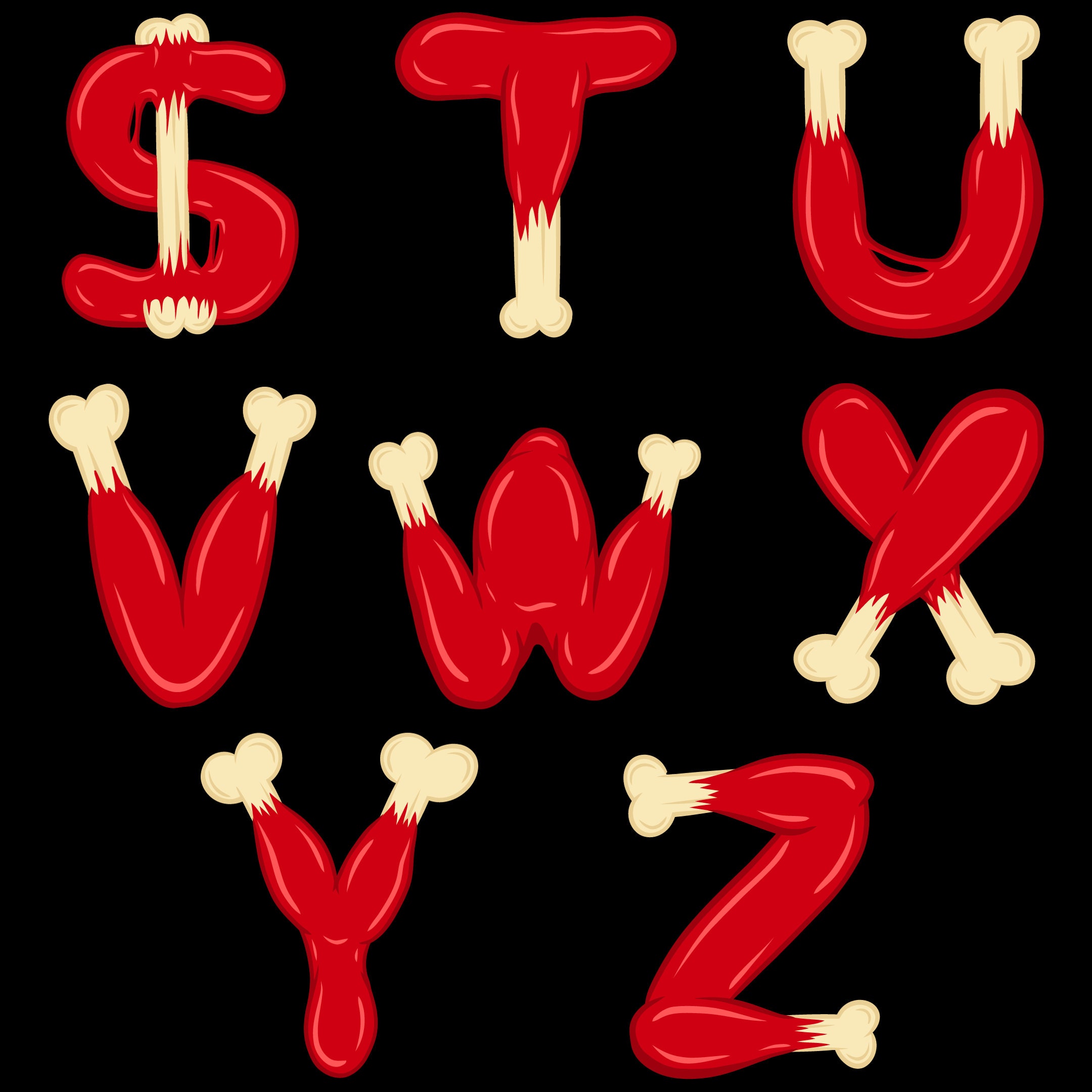 3D Meat Font Clipart PNG SVG Bundle, Food Letters, Beef Alphabet, Pork ...