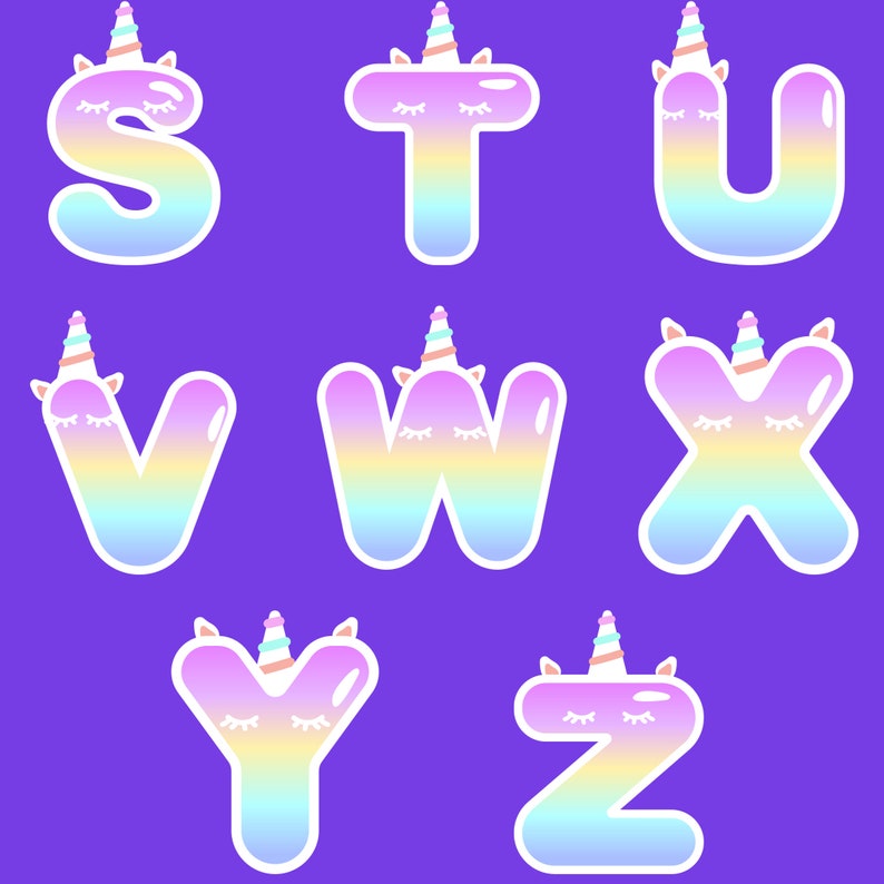 Unicorn Letters Clipart PNG SVG Bundle, Unicorn Font, Unicorn Alphabet ...