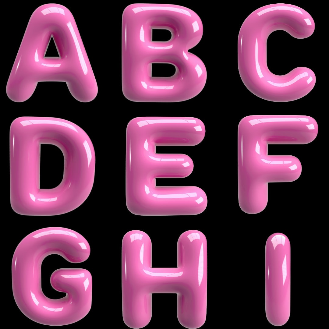 3D Bubbly Pink Letters Clipart PNG SVG Bundle, Bubbly Font, Bubbly ...