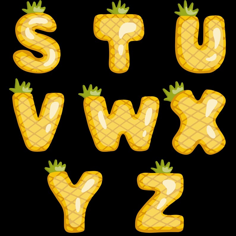 Pineapple Letters Clipart PNG SVG Bundle, Pineapple Font, Pineapple ...