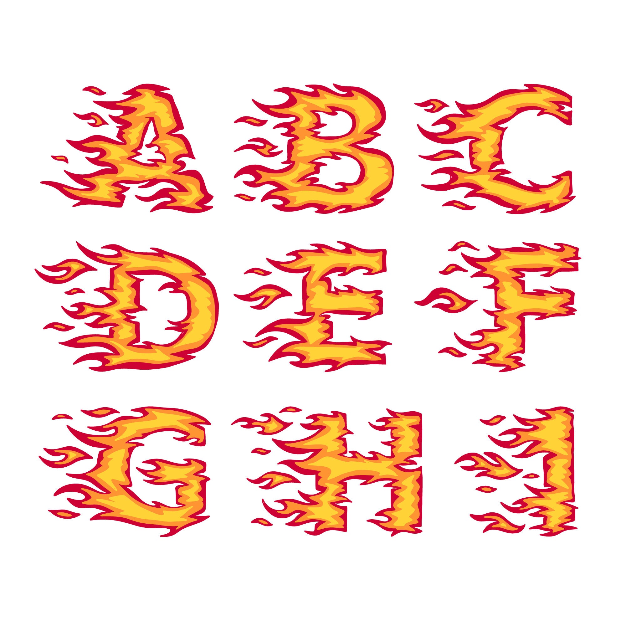 Fire Letters Clipart PNG SVG Bundle, Fire Font, Fire Alphabet, Flame ...