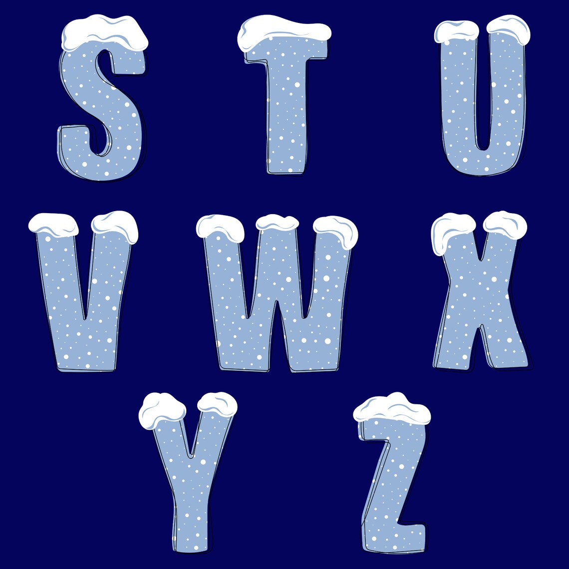 Winter Letters PNG SVG Bundle, Winter Font, Winter Alphabet, Snow Font ...