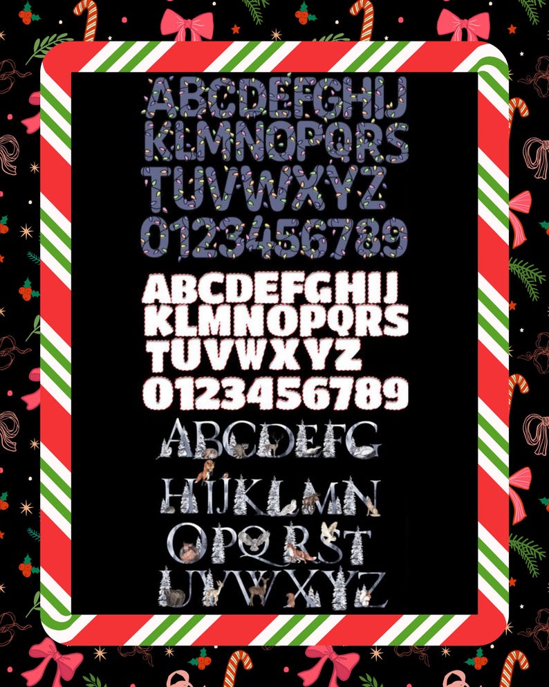 Christmas Font Clipart Bundle: 41 Sets PNG SVG, Holiday Letters - Etsy