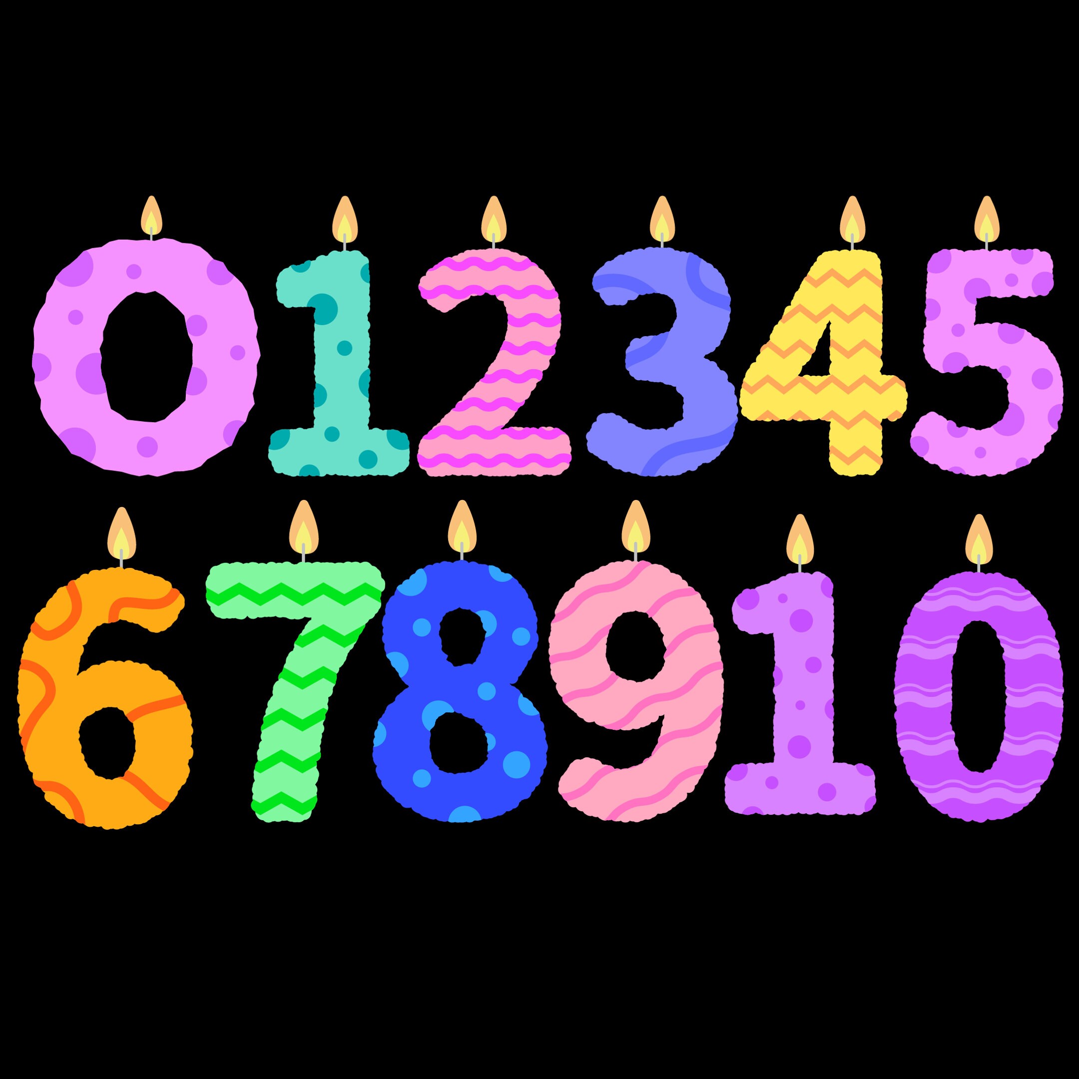 Birthday Candle Letters Clipart PNG SVG Bundle, Birthday Candle Font ...