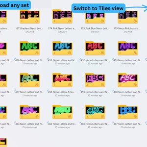 Neon Letters PNG SVG Clipart Bundle, Neon Alphabet, Neon Font Svg, Neon ...