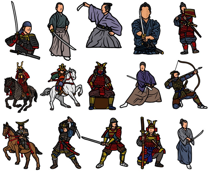 67 Samurai Clipart Bundle SVG PNG JPG Pdf Icons Japanese - Etsy