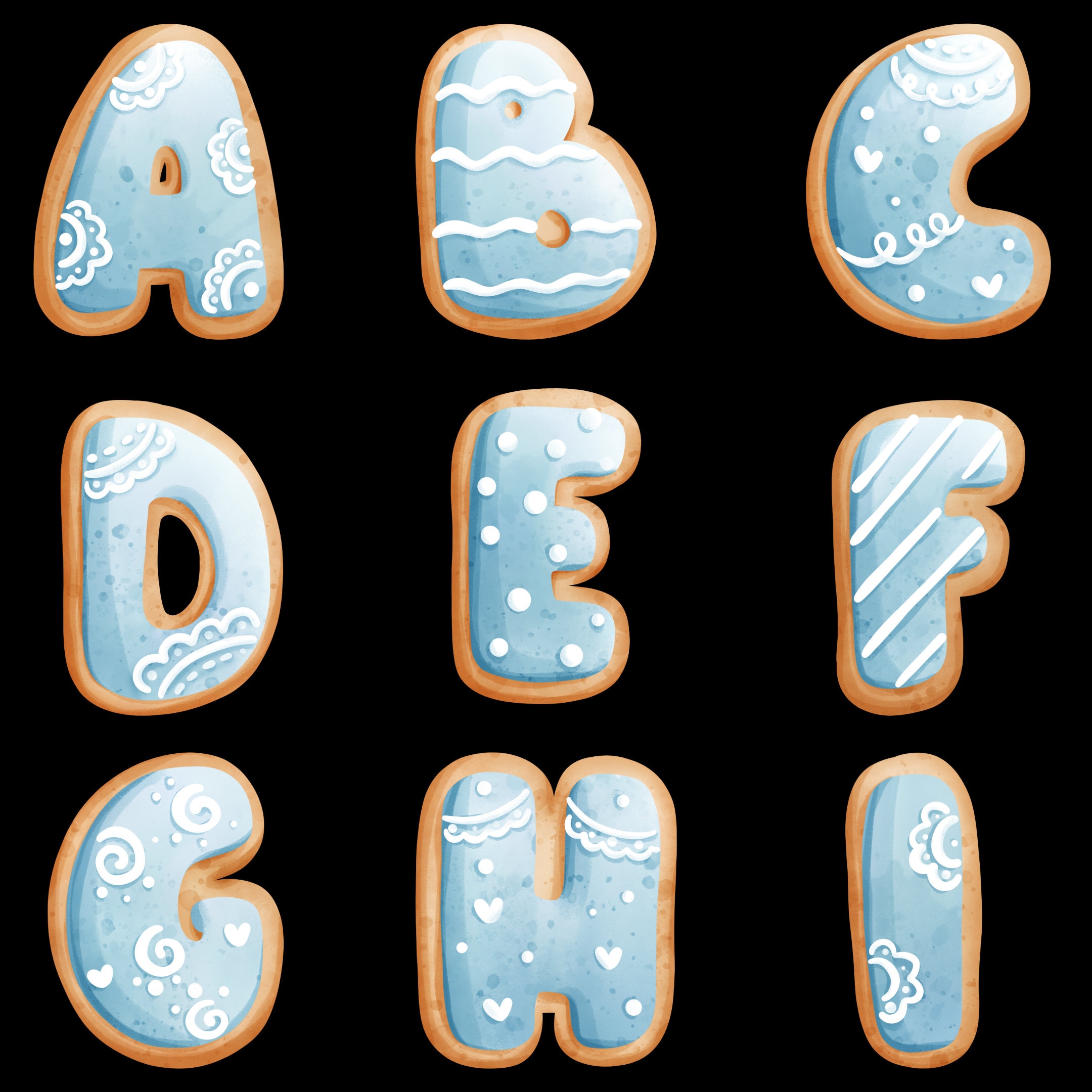 Cartoon Cookies Letters Clipart PNG SVG Bundle, Cookie Font, Cookie ...