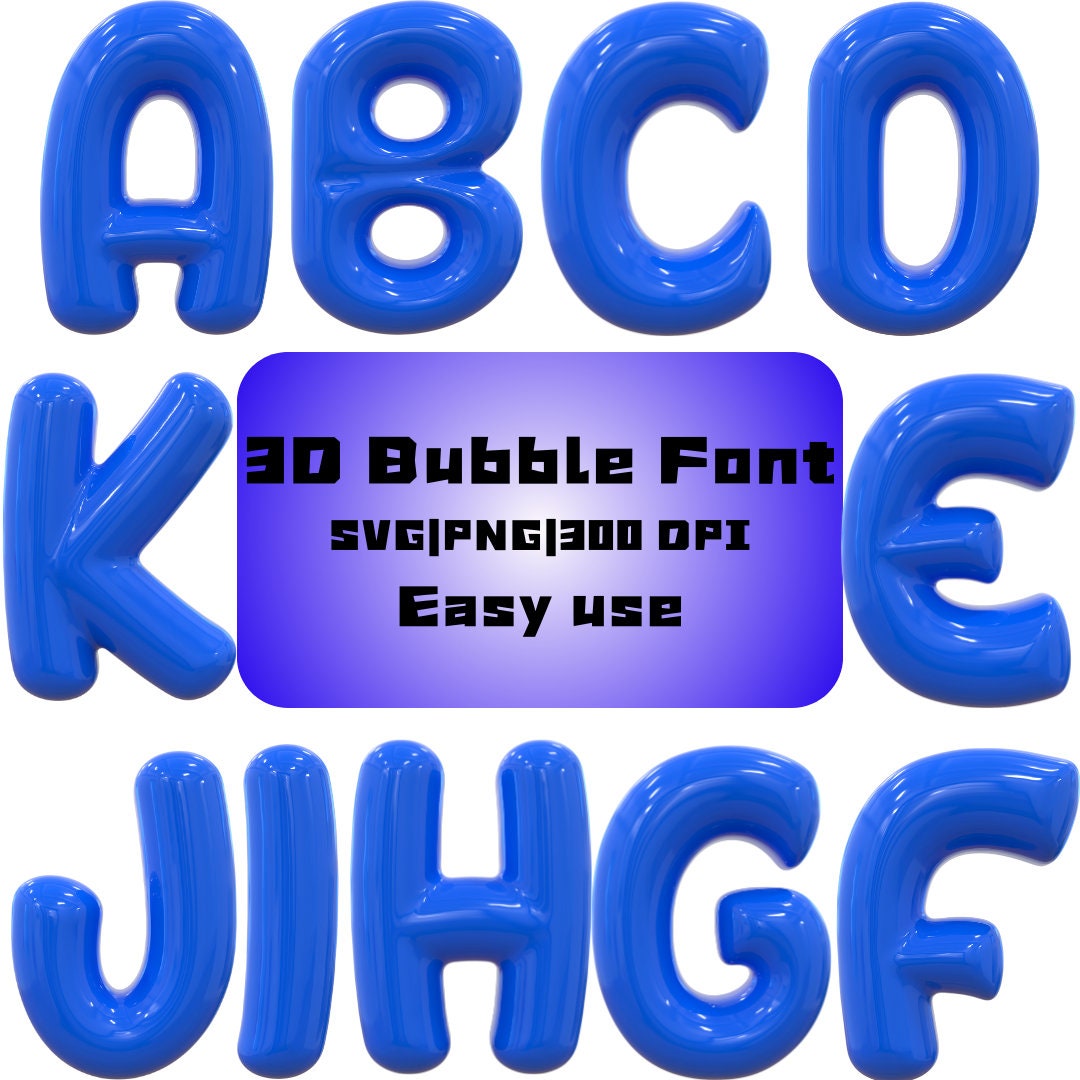 3D Bubbly Blue Letters Clipart PNG SVG Bundle, Bubbly Font, Bubbly ...