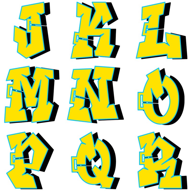 3D Graffiti Font Clipart PNG SVG Bundle, Urban Graffiti Font Svg, Retro ...