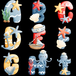 Cartoon Sea Letters Clipart PNG SVG Bundle, Cartoon Font, Cartoon ...