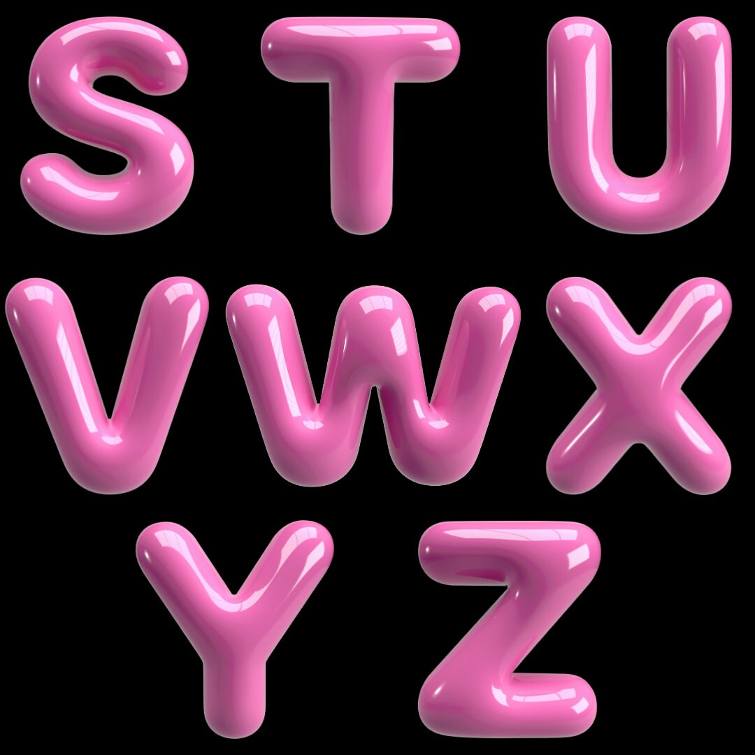 3D Bubbly Pink Letters Clipart PNG SVG Bundle, Bubbly Font, Bubbly ...
