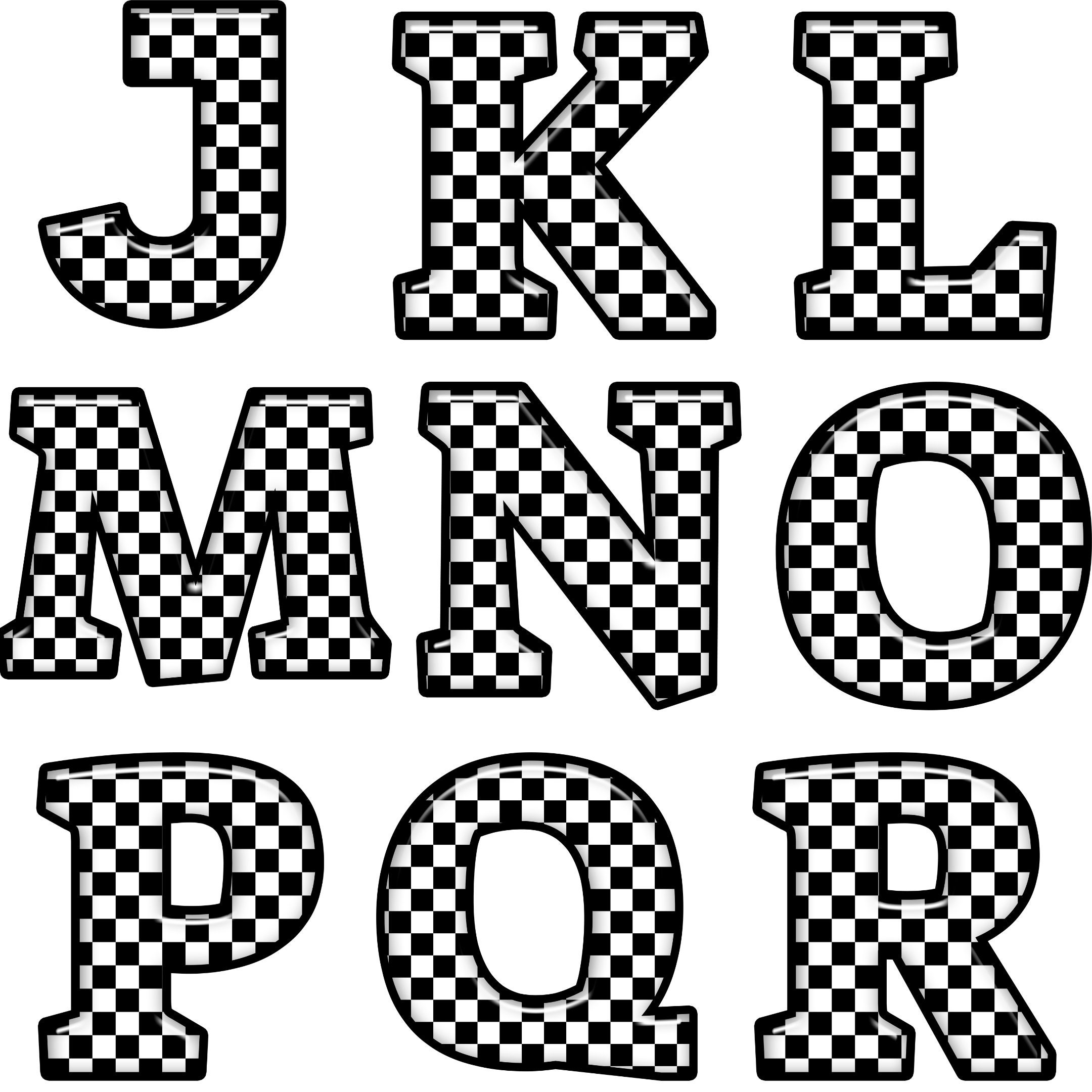 3D Checkered Font Clipart PNG SVG Bundle, Checkered Alphabet, Checkered ...