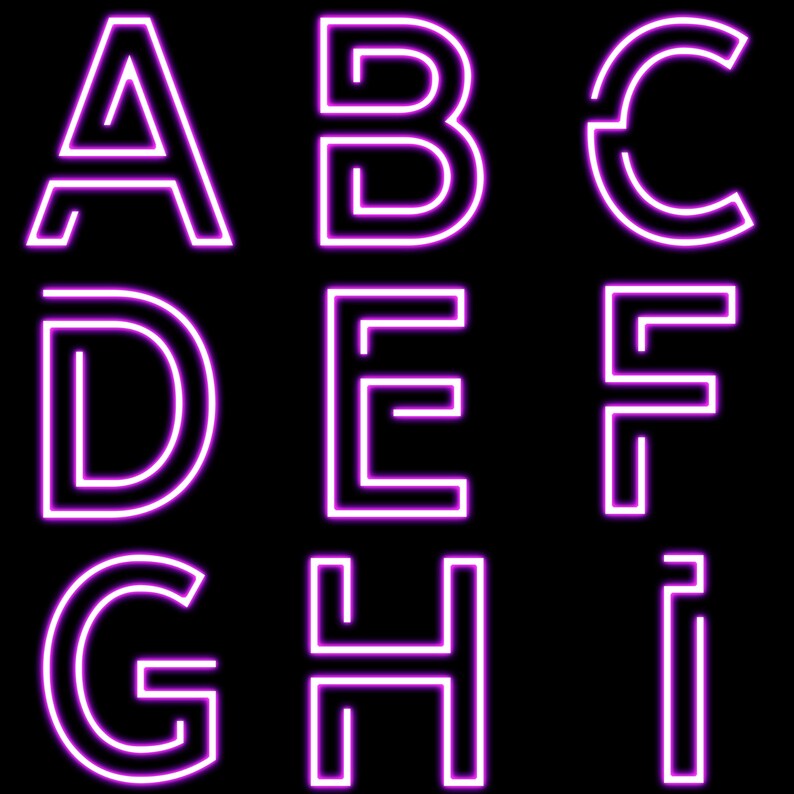 Pink Neon Letters PNG SVG Clipart Bundle, Neon Alphabet, Neon Font Svg ...
