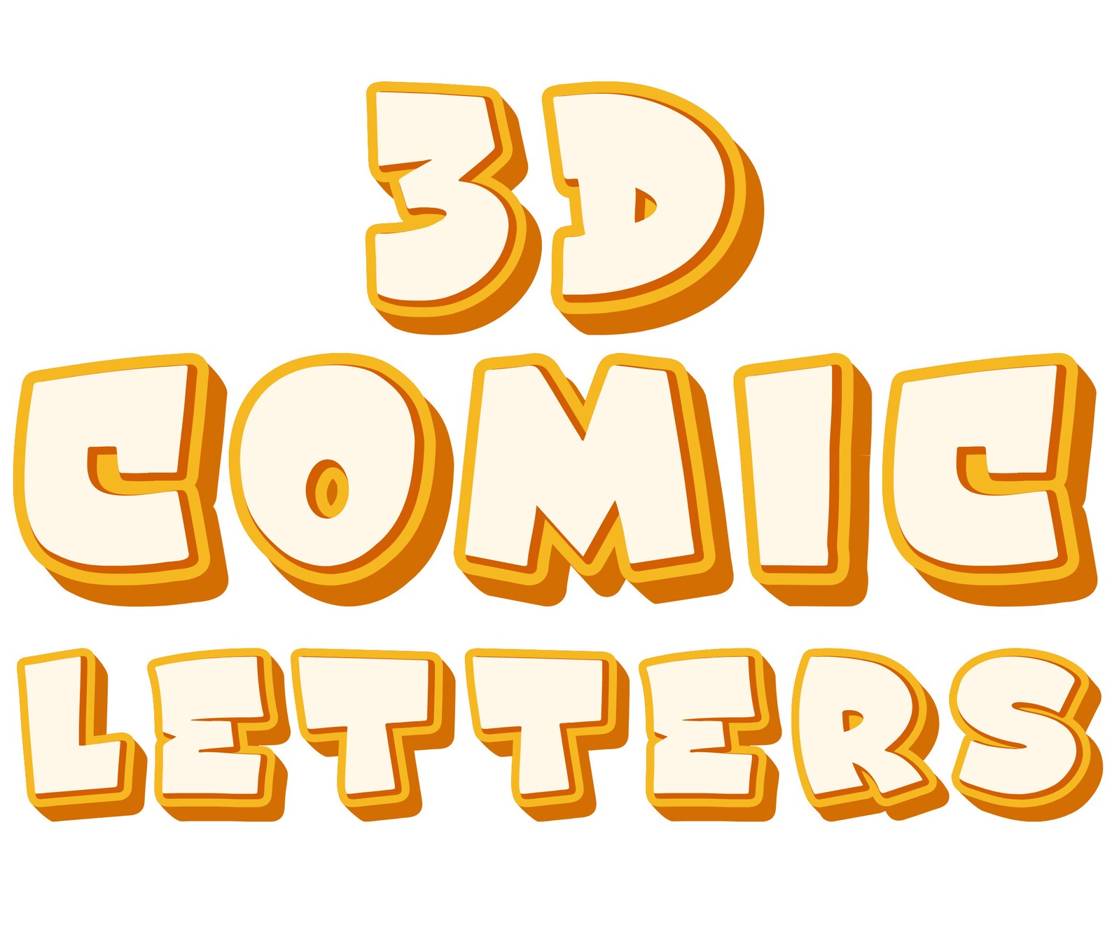 3D Comic Letters Clipart PNG SVG Bundle, Comic Font, Comic Alphabet, 3D ...