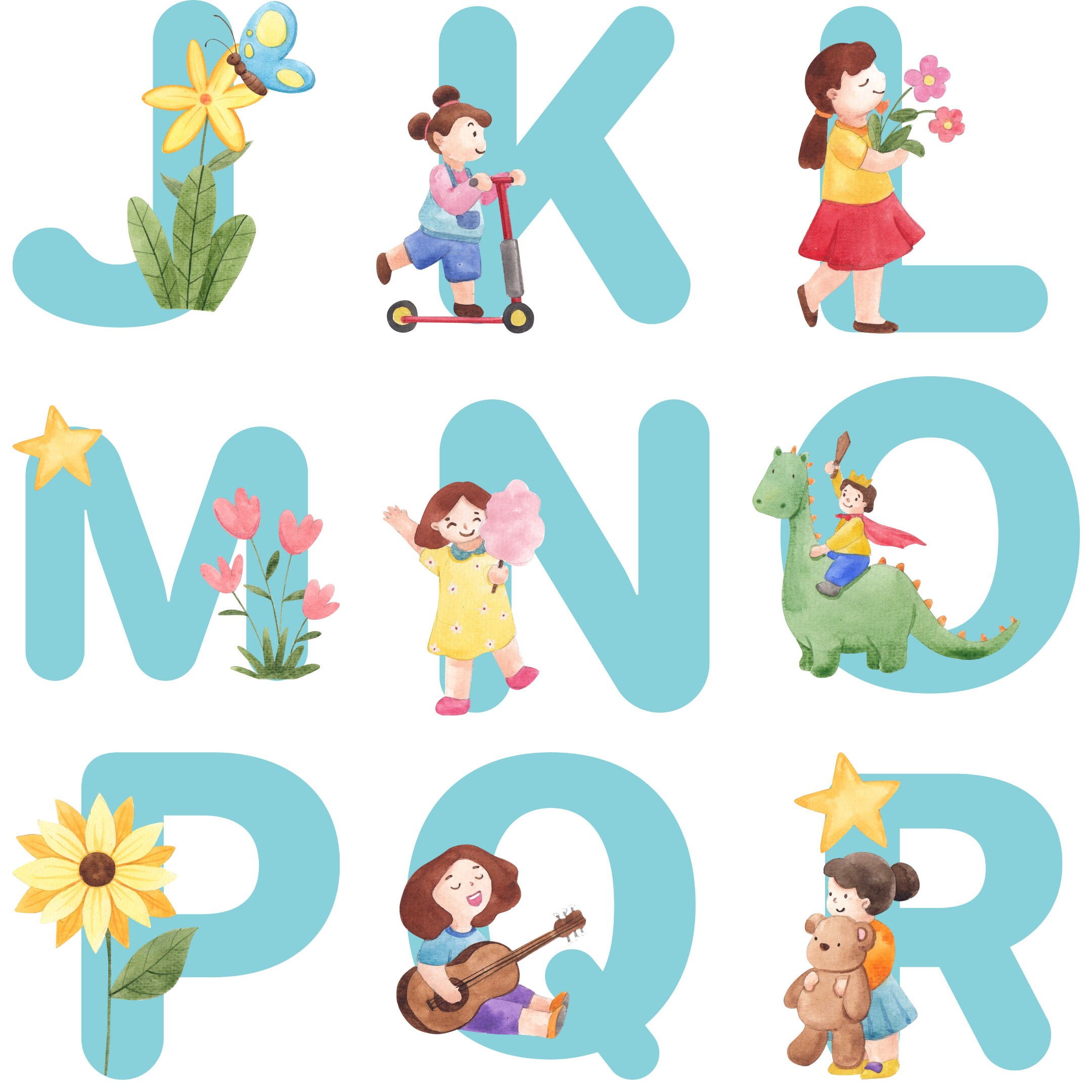 Kids Letters Clipart PNG SVG Bundle, Kids Font, Kids Alphabet ...