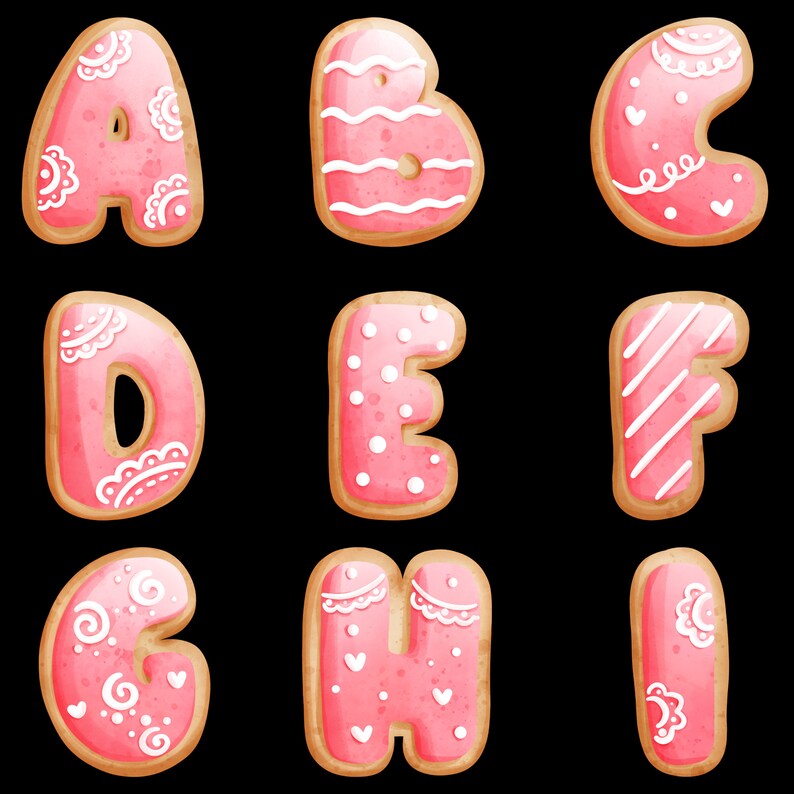 Cartoon Cookies Letters Clipart PNG SVG Bundle, Cookie Font, Cookie ...