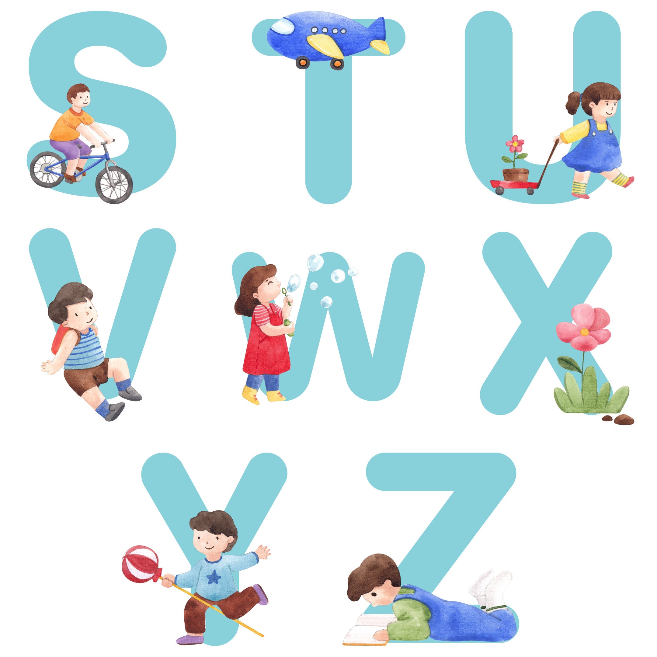 Kids Letters Clipart PNG SVG Bundle, Kids Font, Kids Alphabet ...