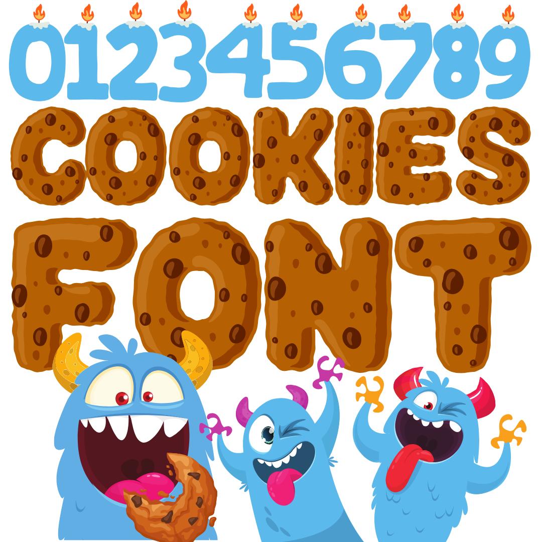 Cookie Font Clipart PNG SVG Bundle, Cookies Font Svg, Food Letters ...