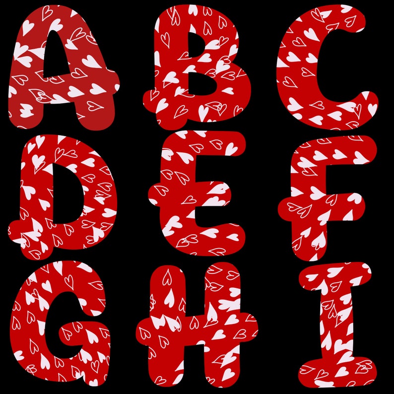 Heart Letters Clipart PNG SVG Bundle, Heart Font, Heart Alphabet, Love ...