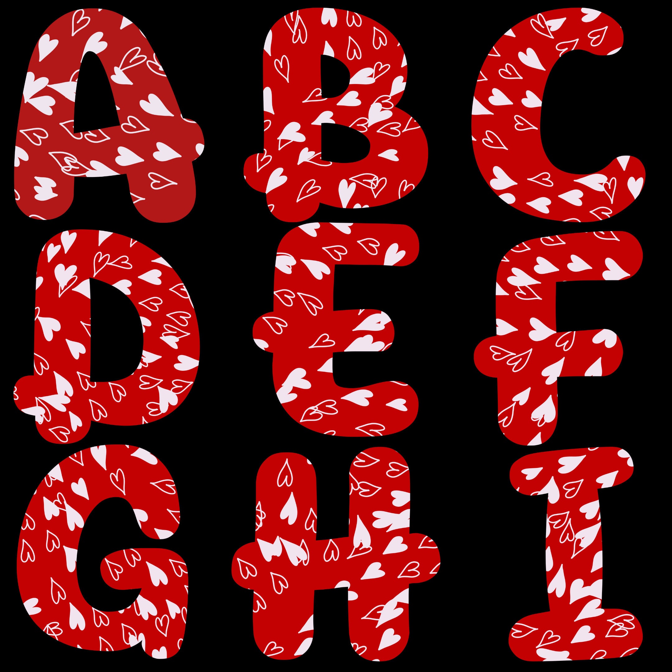 Heart Letters Clipart PNG SVG Bundle, Heart Font, Heart Alphabet, Love ...