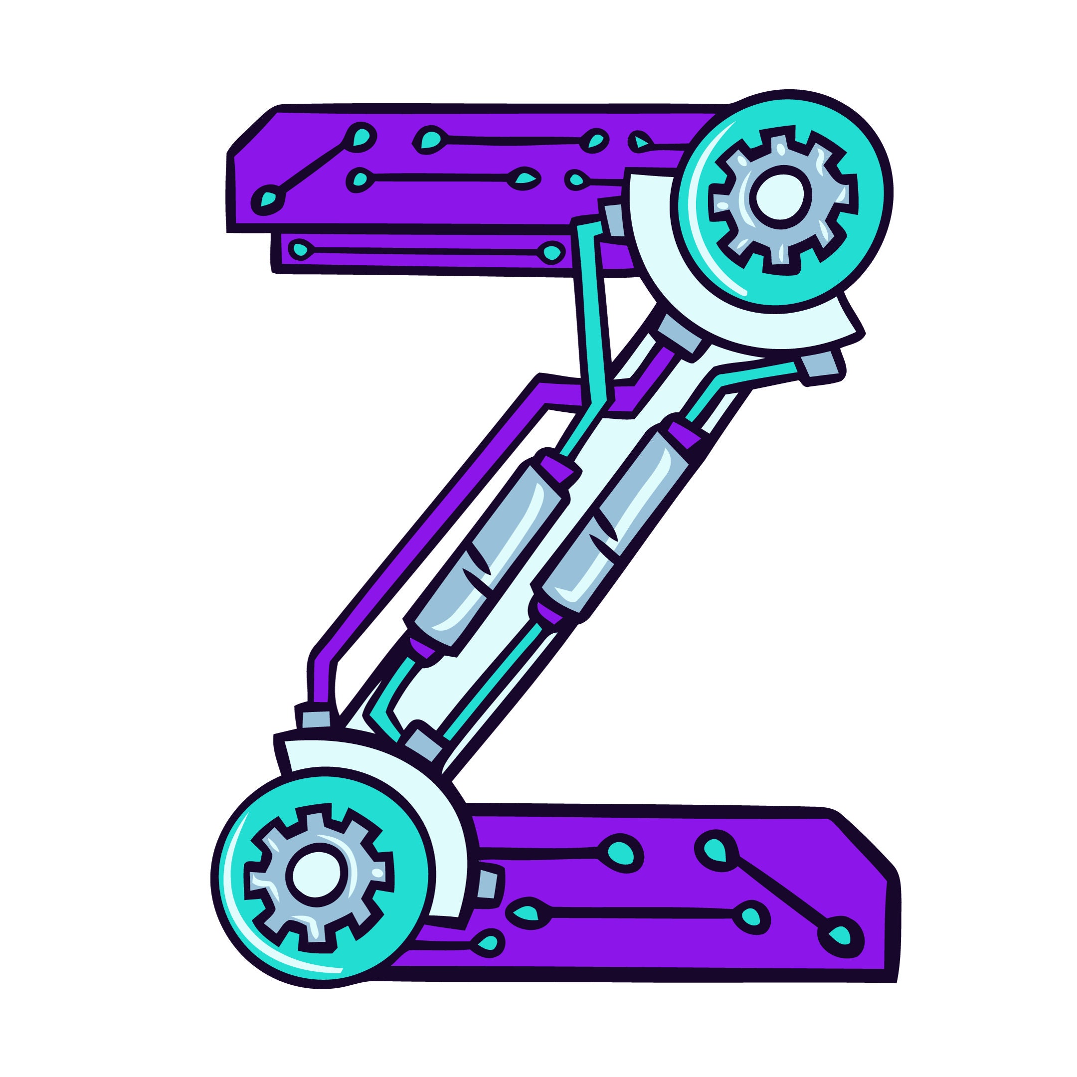 Robot Machine Font Clipart PNG SVG Bundle, Robot Letters, Mechanic ...