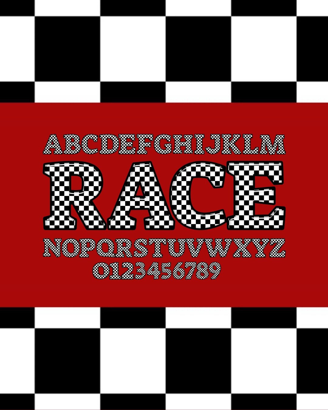 Checkered Font Clipart Bundle: 3D Letters & Numbers - PNG SVG - Etsy