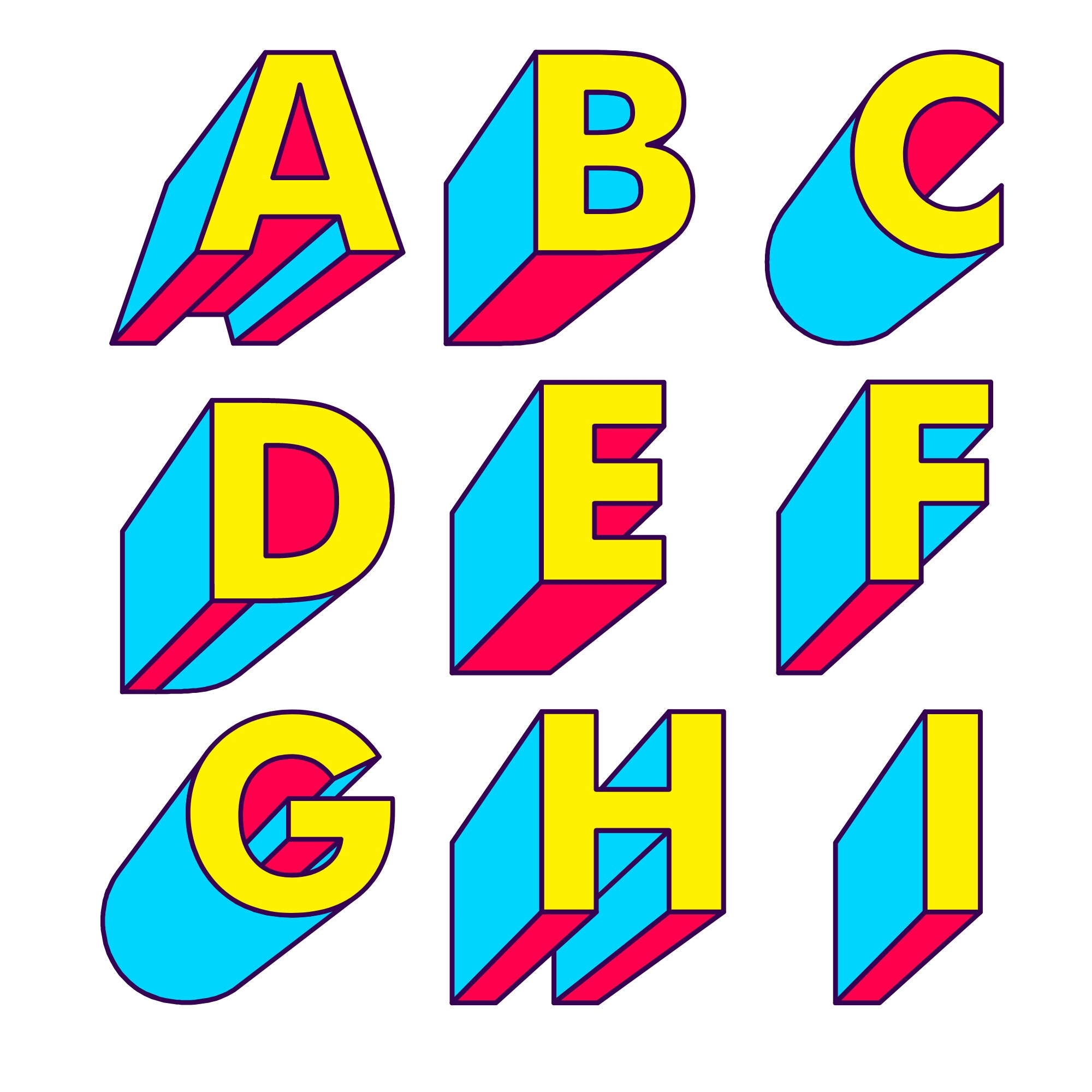 3D Comic Letters Clipart PNG SVG Bundle, Comic Font, Comic Alphabet, 3D ...