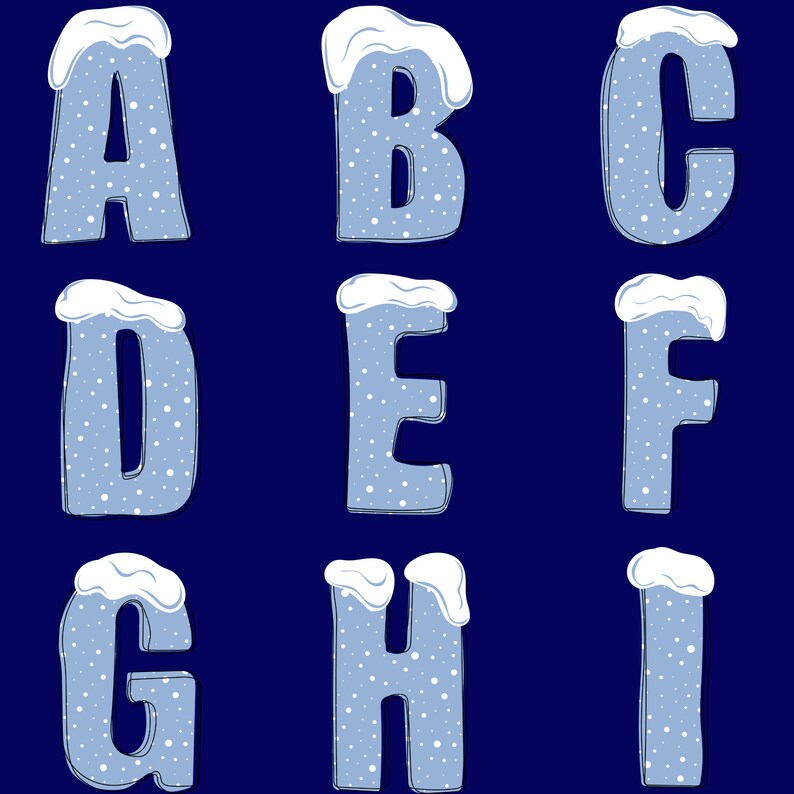 Winter Letters PNG SVG Bundle, Winter Font, Winter Alphabet, Snow Font ...