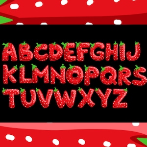 Strawberry Letters Clipart PNG SVG Bundle, Strawberry Font, Strawberry ...