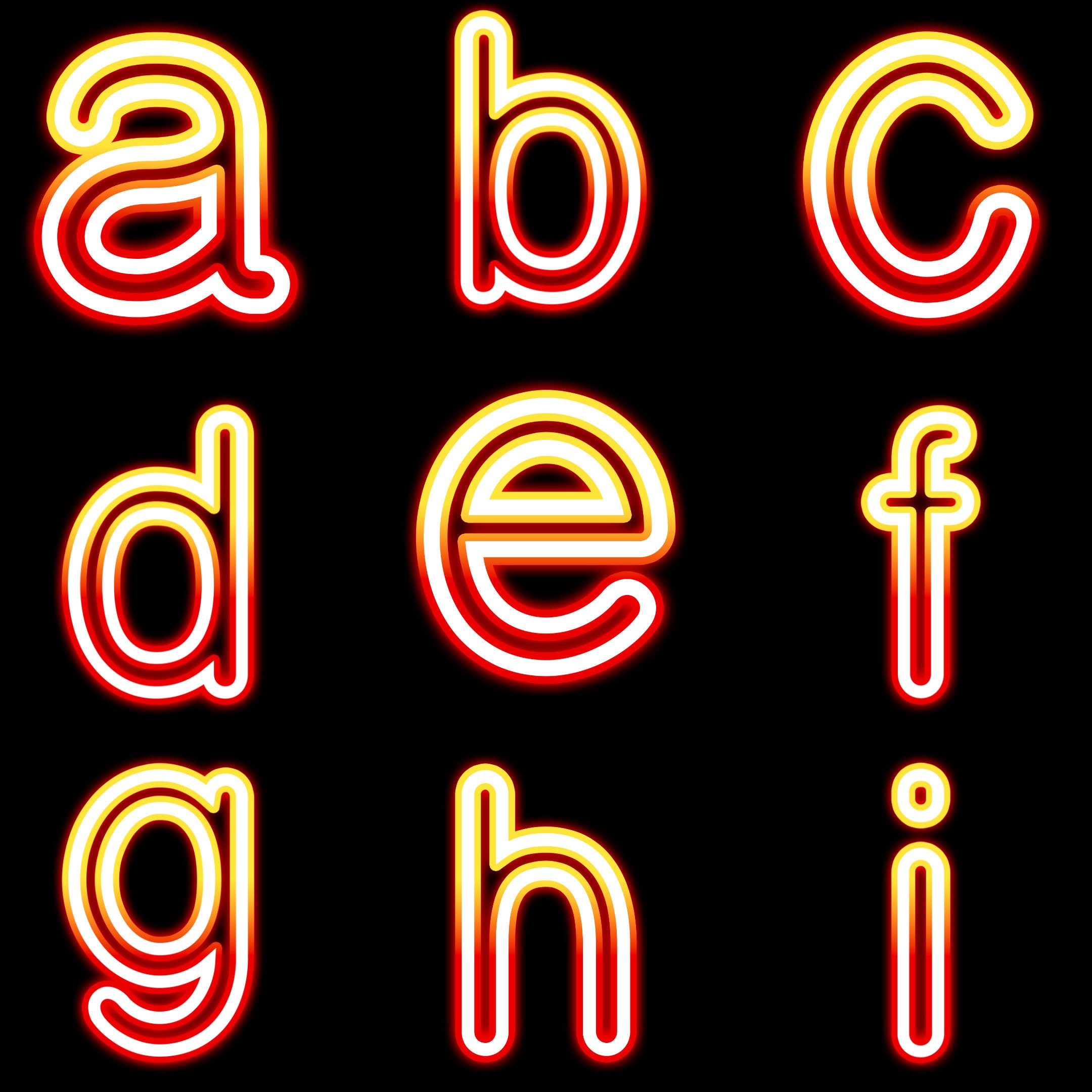 Neon Letters PNG SVG Clipart Bundle, Neon Alphabet, Neon Font Svg, Neon ...