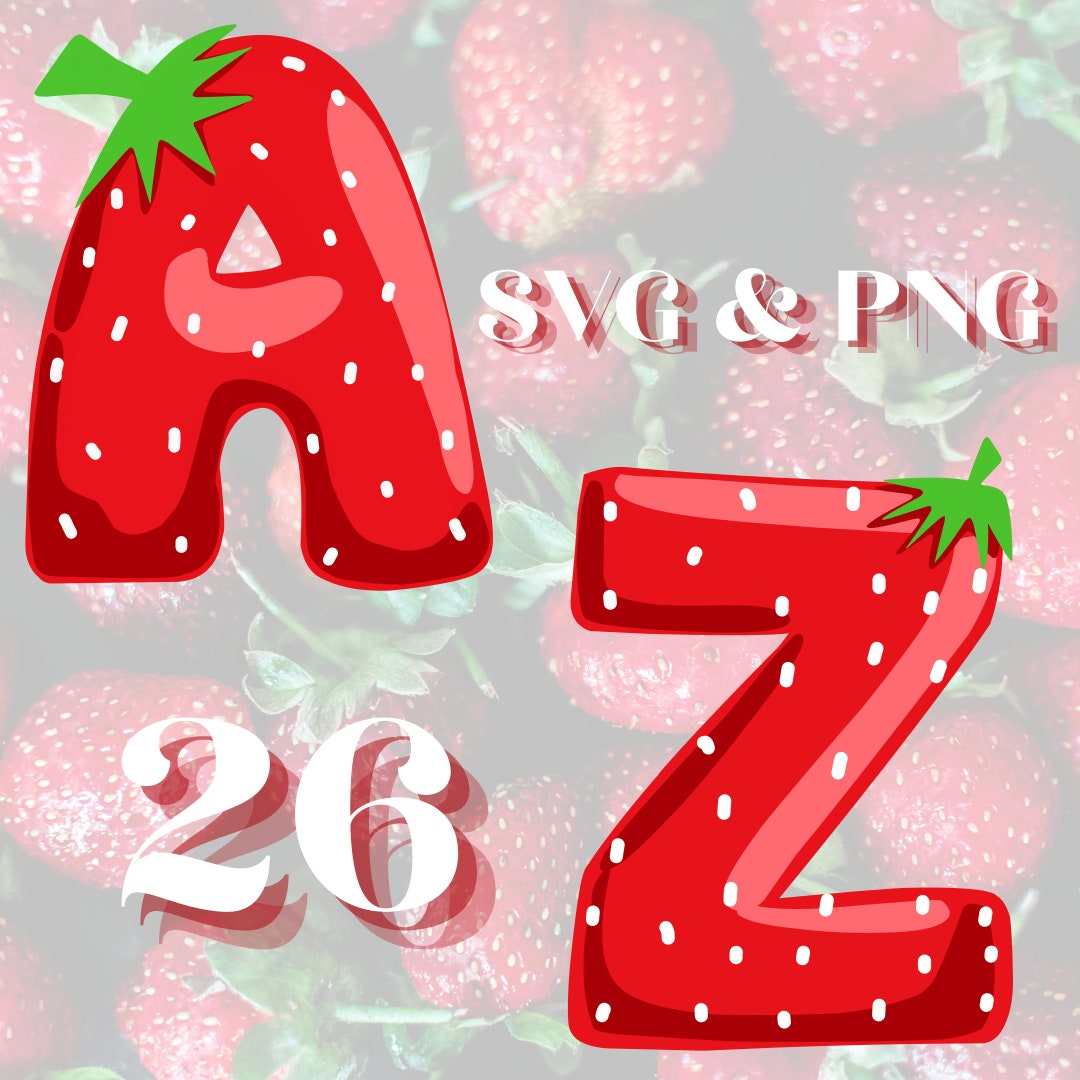 Strawberry Letters PNG SVG Clipart Bundle, Strawberry Alphabet ...