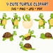 9 Cute Turtle Clipart Bundle SVG PNG, Baby Turtle, Pet Clipart, Cute ...