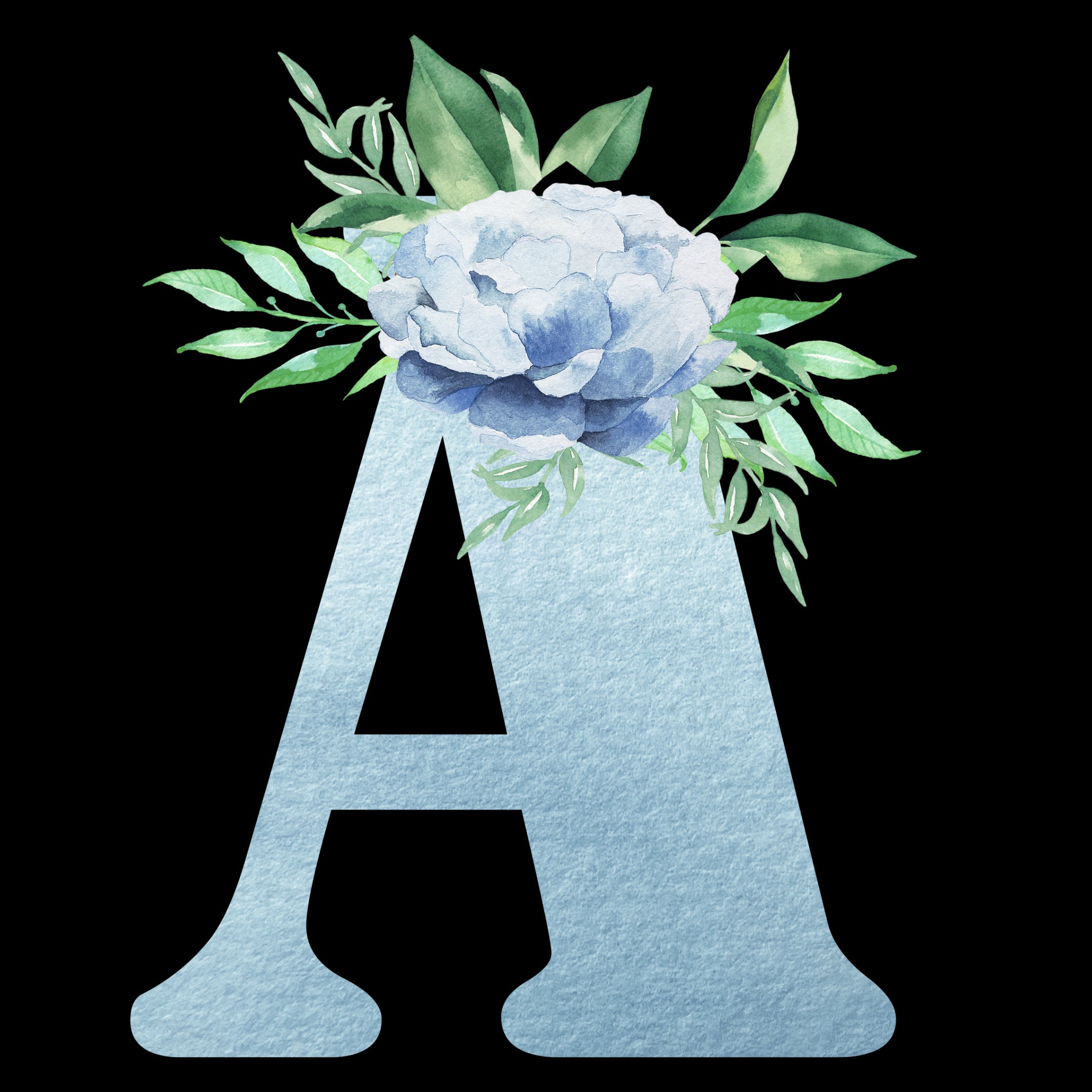 Watercolor Floral Font Clipart PNG SVG Bundle, Floral Font, Floral ...