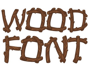 Wooden Font Clipart, PNG SVG Bundle, Wood Font Svg, Wood Letters ...