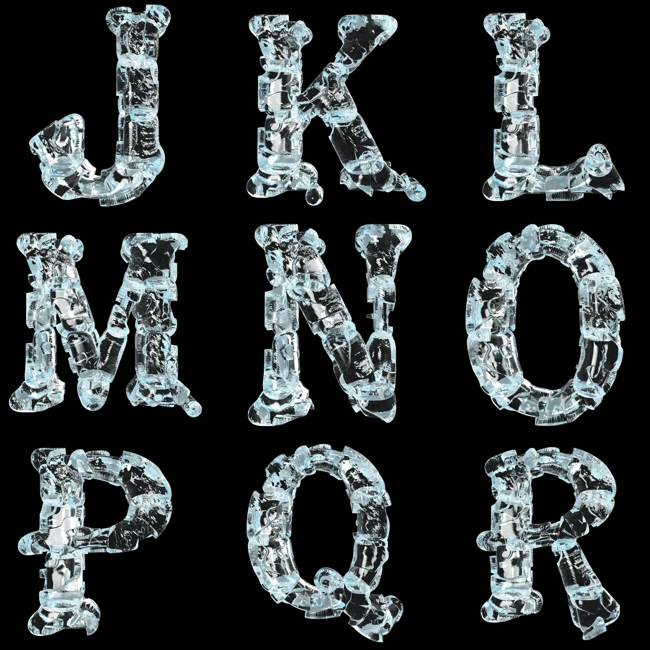 3D Ice Letters PNG SVG Bundle, Ice Font, Ice Alphabet, Winter Font ...