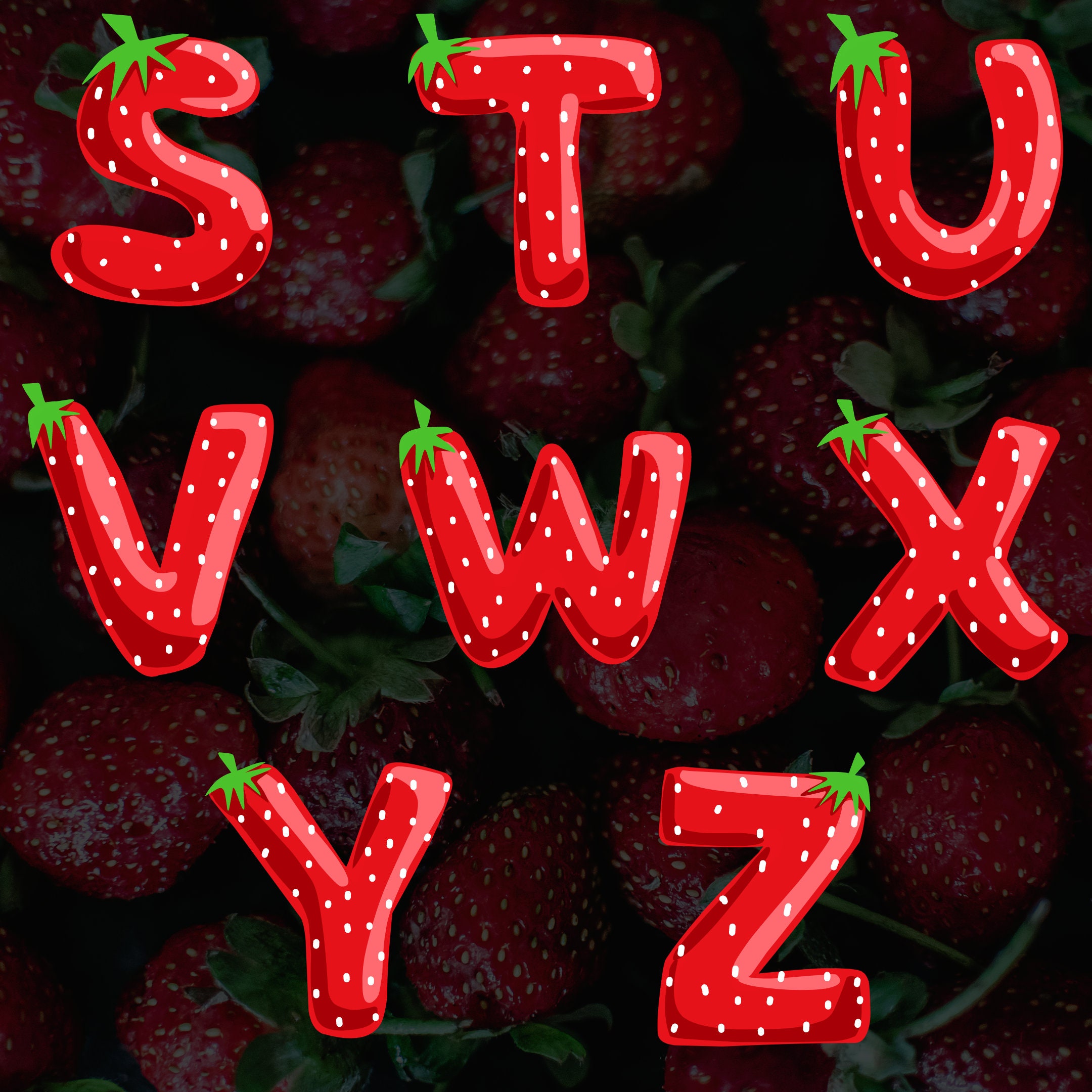 Strawberry Letters PNG SVG Clipart Bundle, Strawberry Alphabet ...
