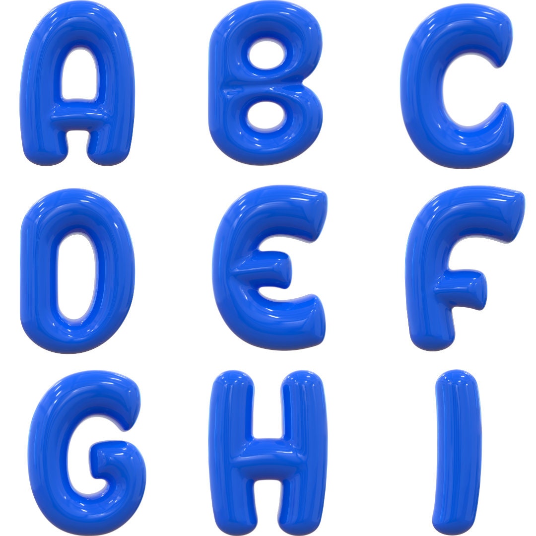 3D Bubbly Blue Letters Clipart PNG SVG Bundle, Bubbly Font, Bubbly ...