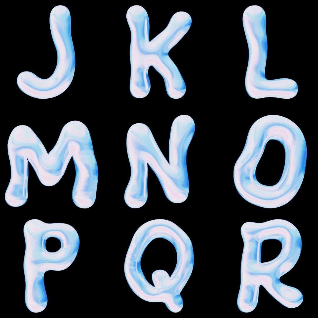 3D Bubbly Holographic Letters Clipart PNG SVG Bundle, Bubbly Font ...