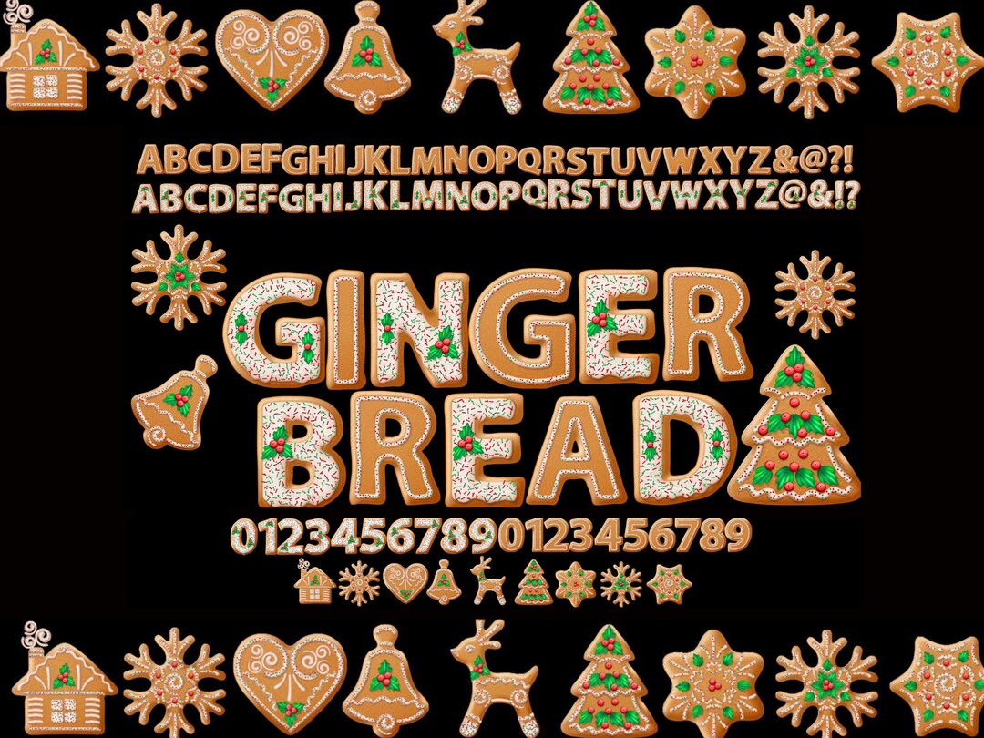 3D Gingerbread Font SVG PNG, Christmas Letters & Christmas Clipart - Etsy