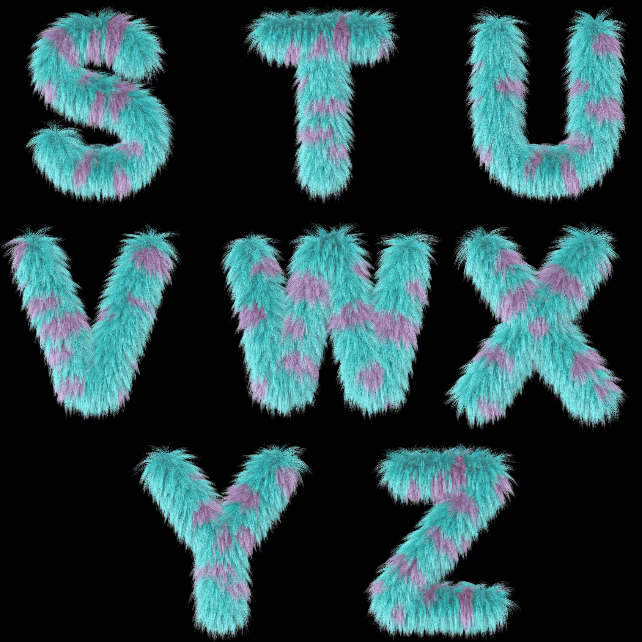 3D Furry Letters Clipart PNG SVG Bundle, Furry Font, Fluffy Alphabet ...