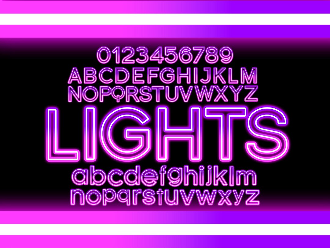 Purple Neon Letters PNG SVG Clipart Bundle, Neon Alphabet, Neon Font ...